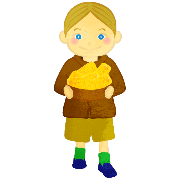 Boy carrying corns - cute2u! A free Cute Illustration for Everyone!