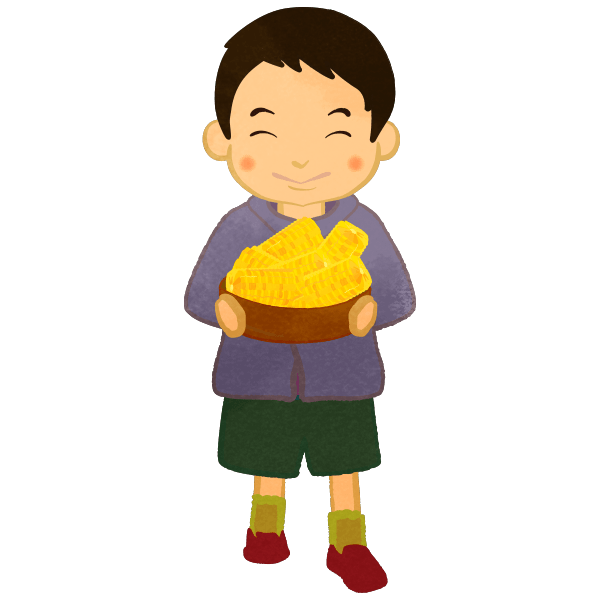 Boy carrying corns - cute2u! A free Cute Illustration for Everyone!
